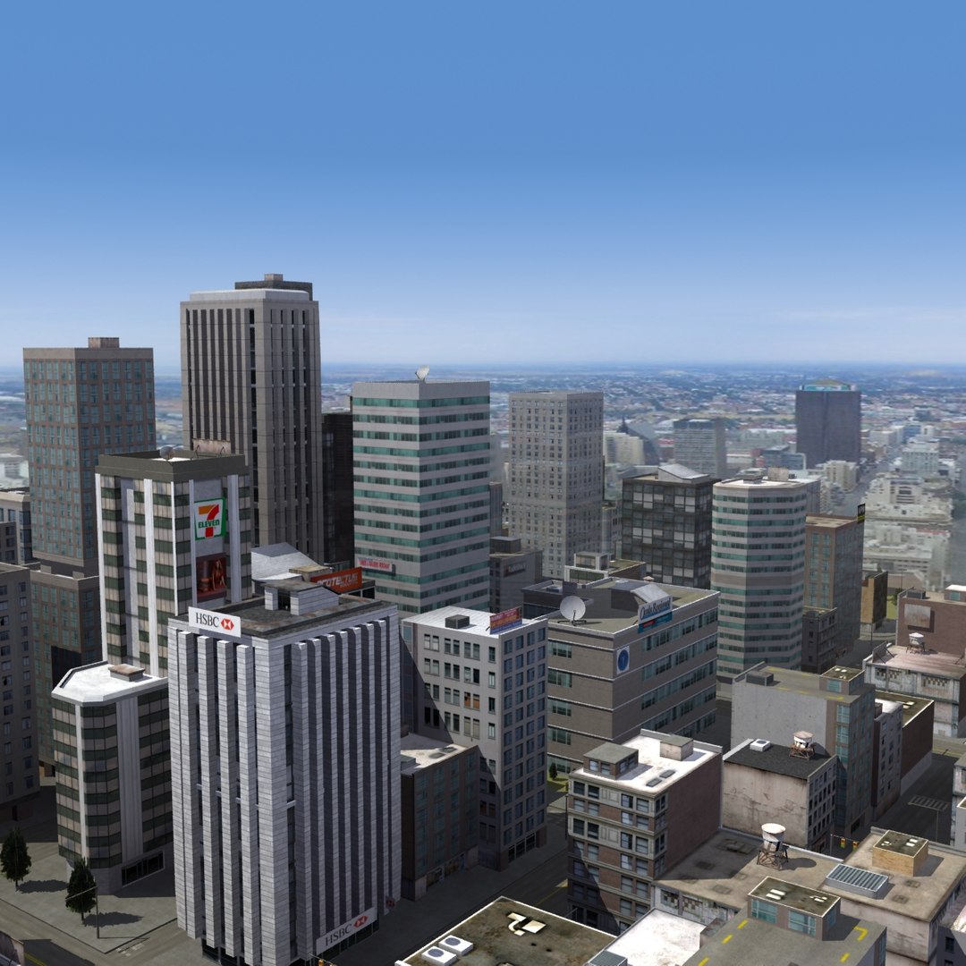 3d Model Urban City Scene Trees