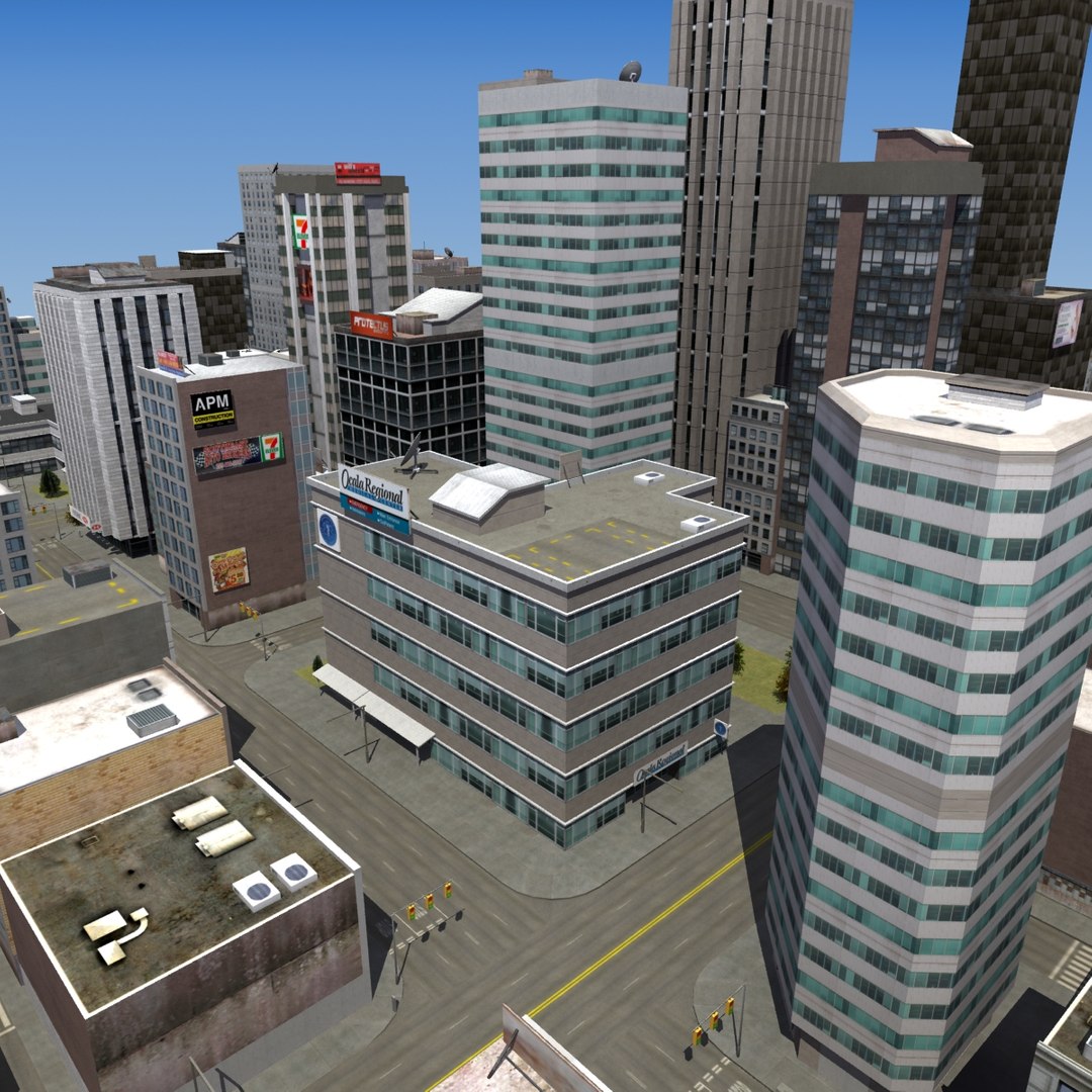 3d Model Urban City Scene Trees
