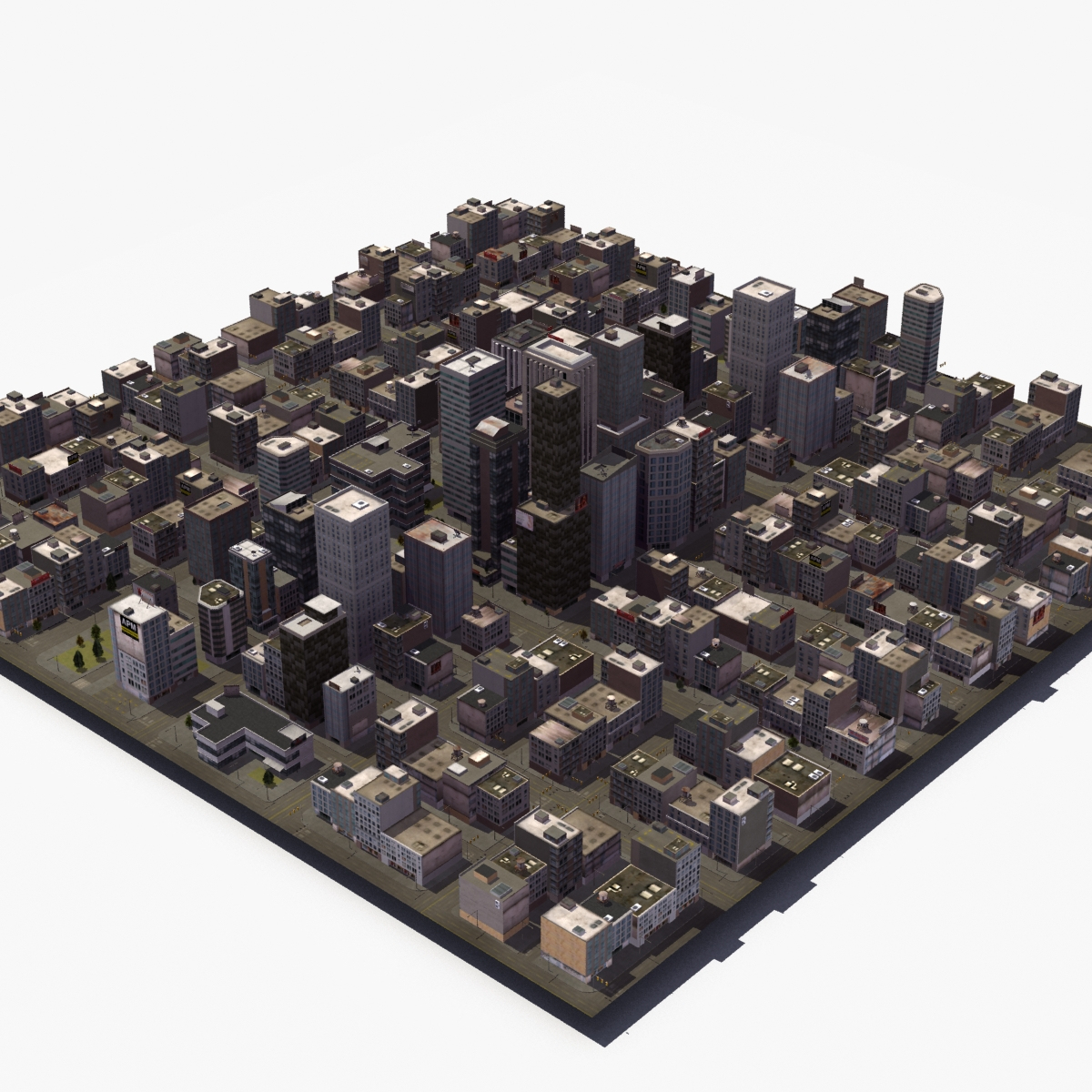 3d model urban city scene trees