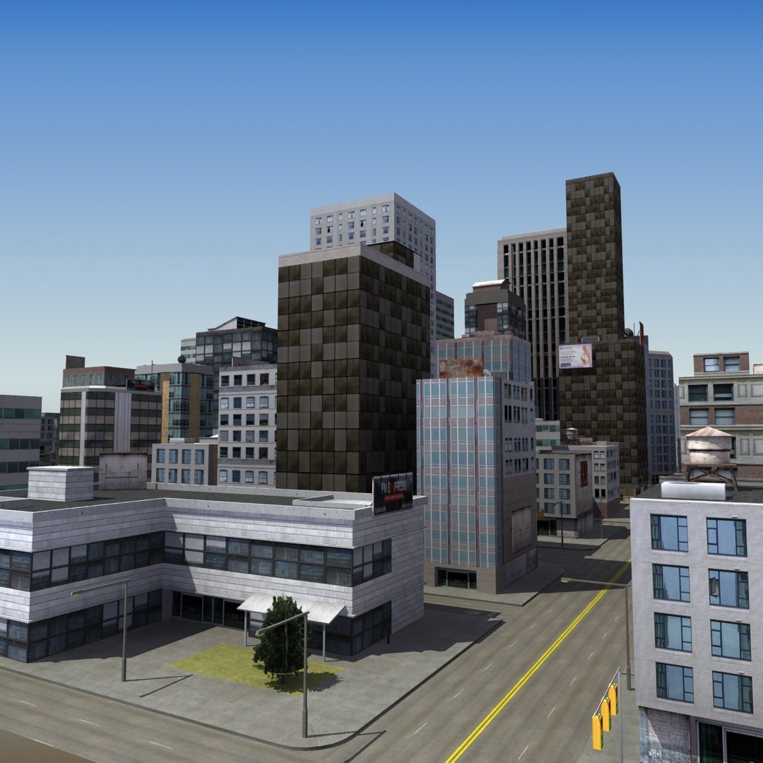 3d Model Urban City Scene Trees