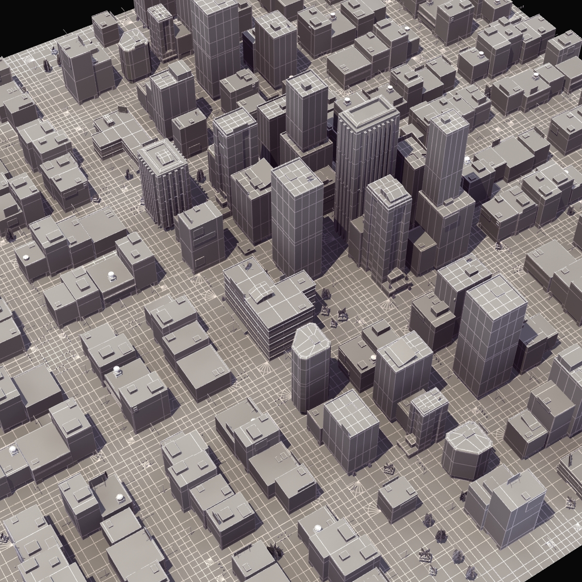 3d model urban city scene trees