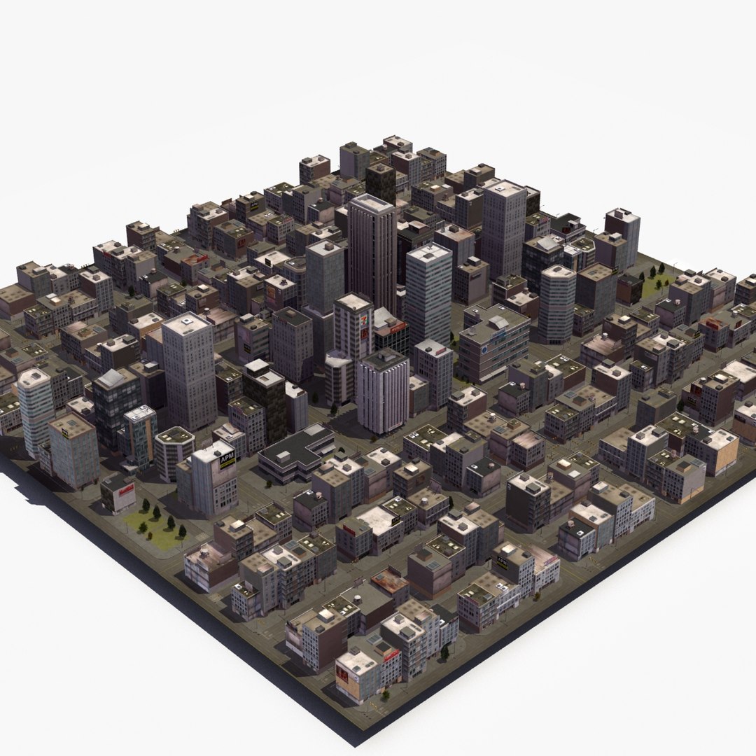 3d Model Urban City Scene Trees