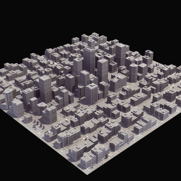 3d model urban city scene trees