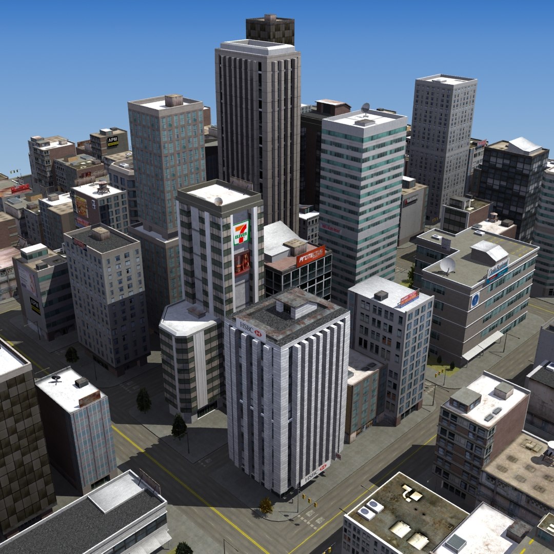 3d Model Urban City Scene Trees