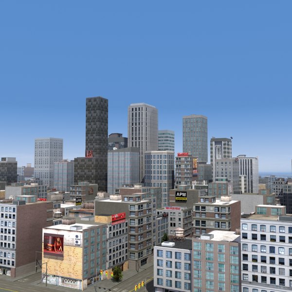 3d model urban city scene trees
