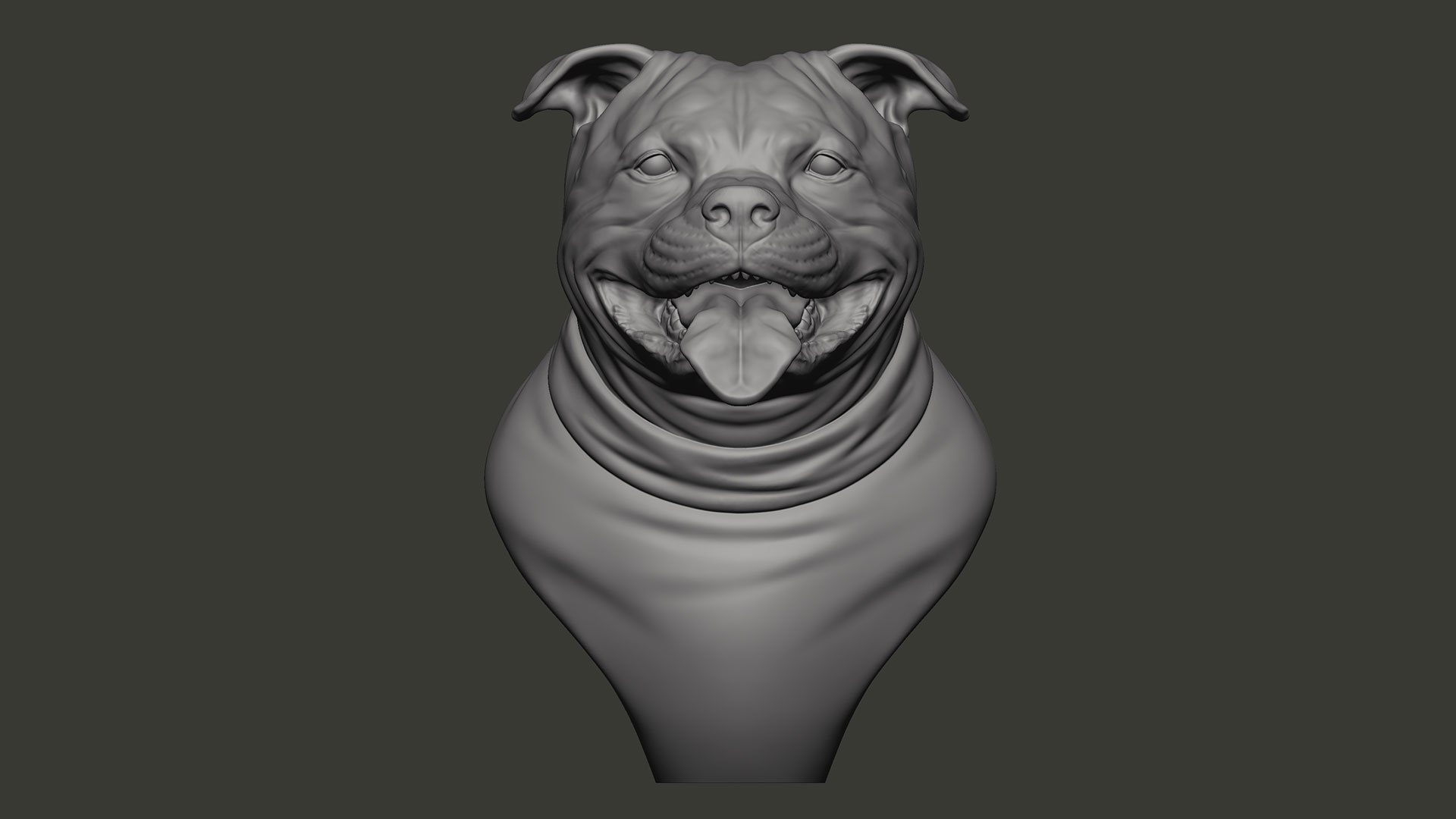 3D Staffordshire Terrier Dog Sculpture Bust Model - TurboSquid 2212050