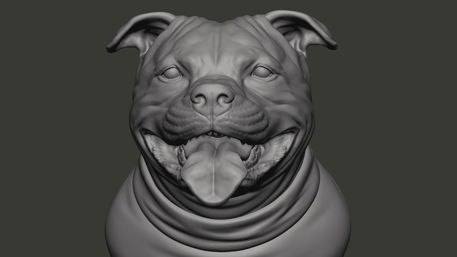 3D Staffordshire Terrier Dog Sculpture Bust Model - TurboSquid 2212050