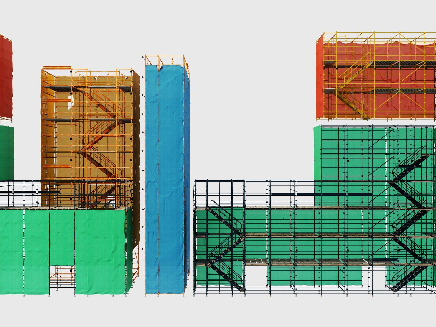 3D Scaffolding Construction Site 3D Model Safety Net Scaffold ...
