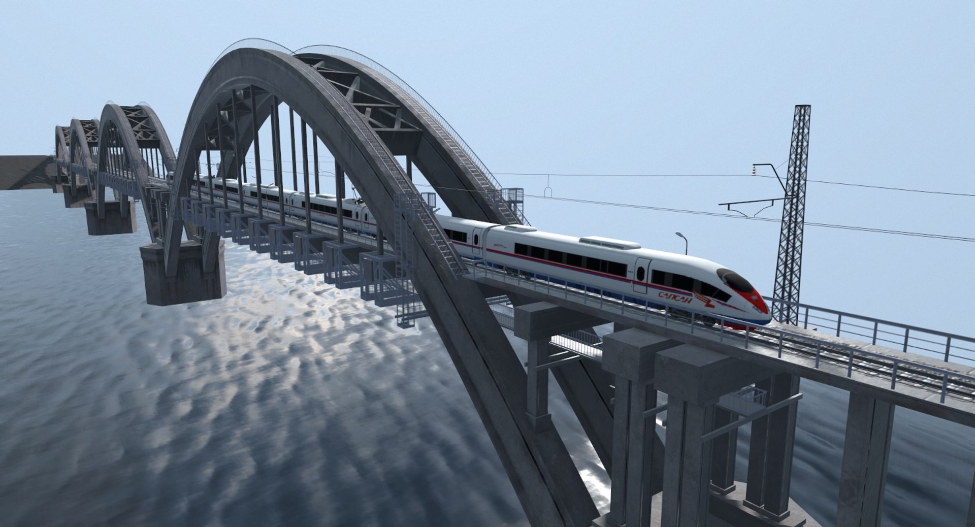 realistic railway bridge 3d max