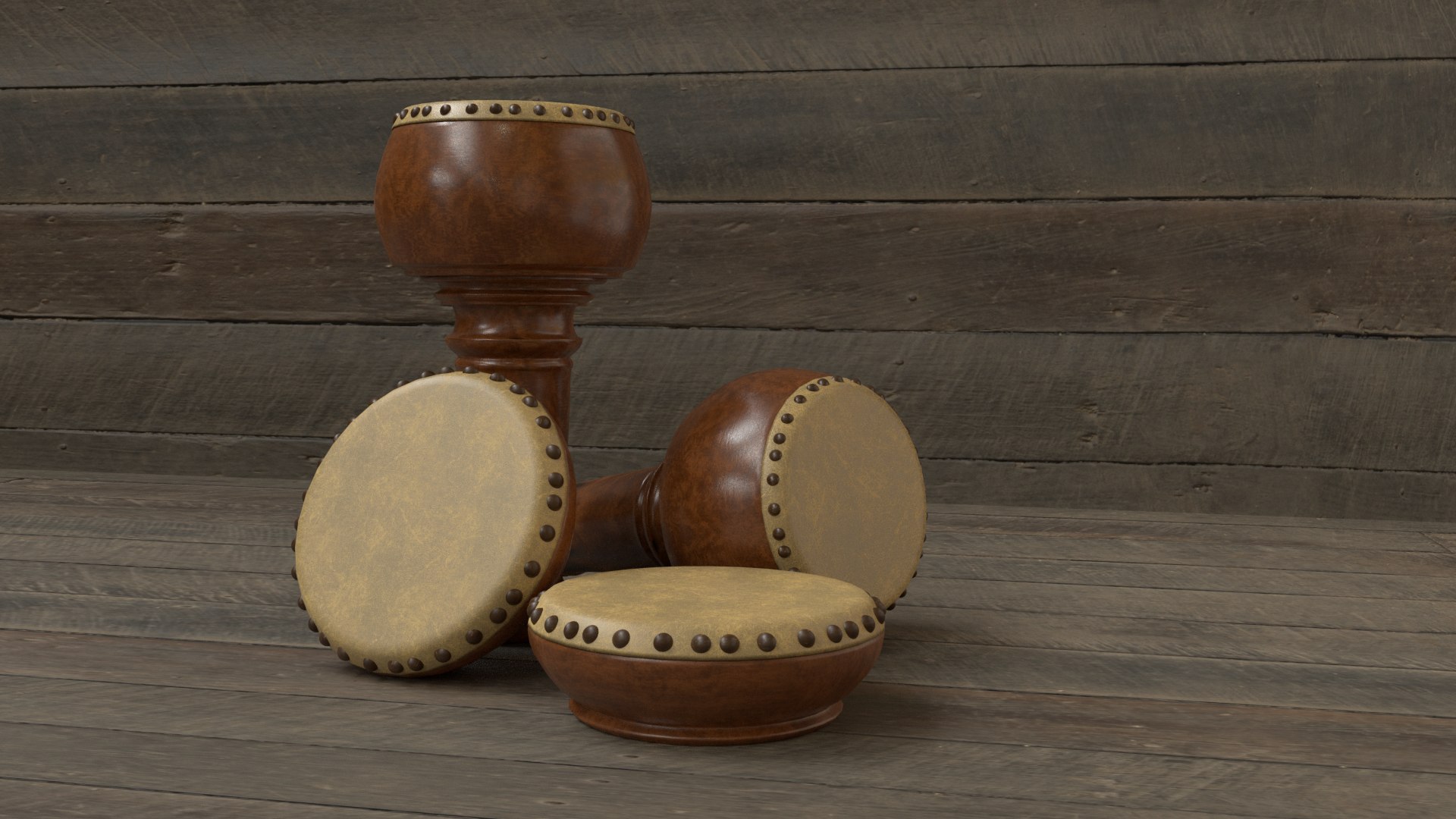 Asian Tradition Drums Ton And Rammana 3D Model - TurboSquid 2122599