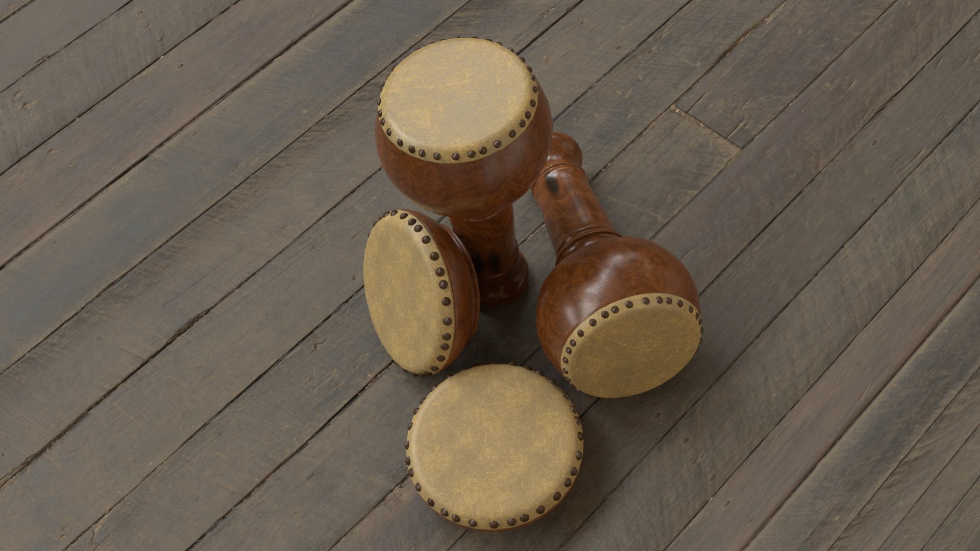 Asian Tradition Drums Ton And Rammana 3D Model - TurboSquid 2122599