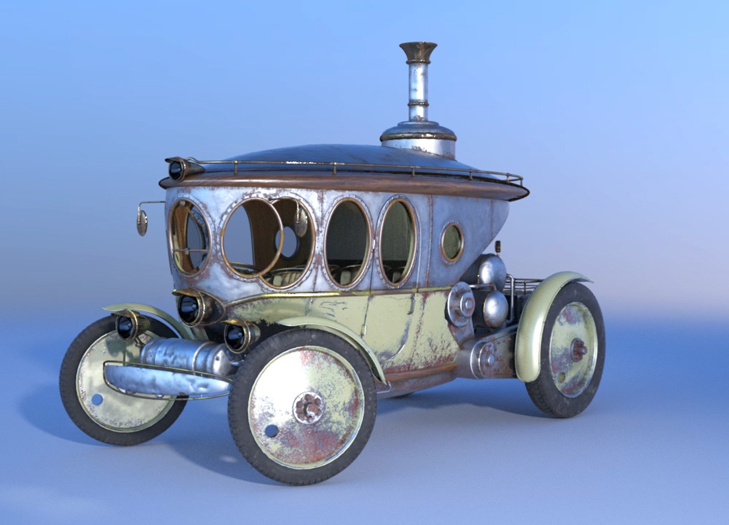 3d Steam Automobile Steampunk Punk Model