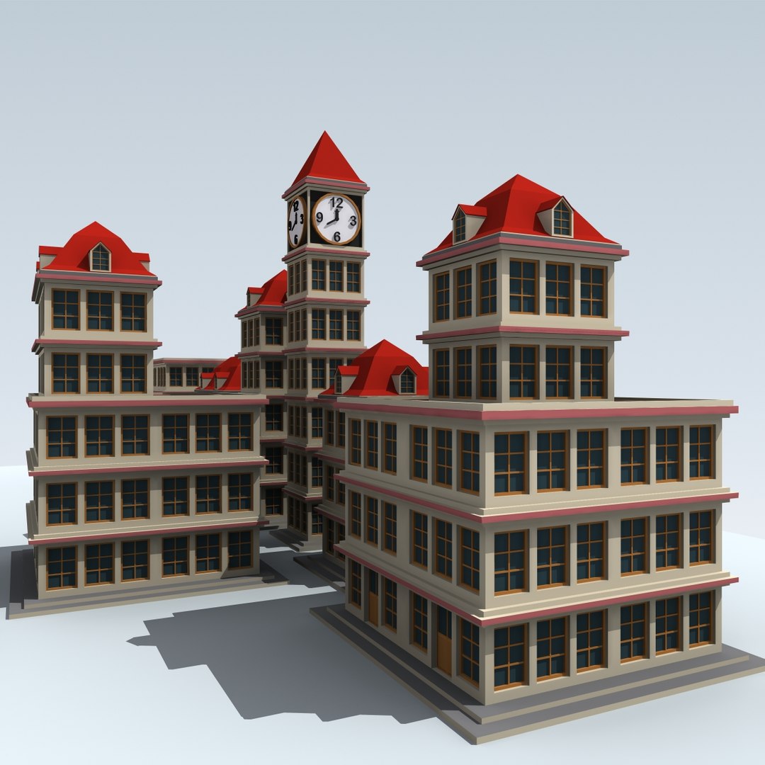 cartoon buildings 3d model