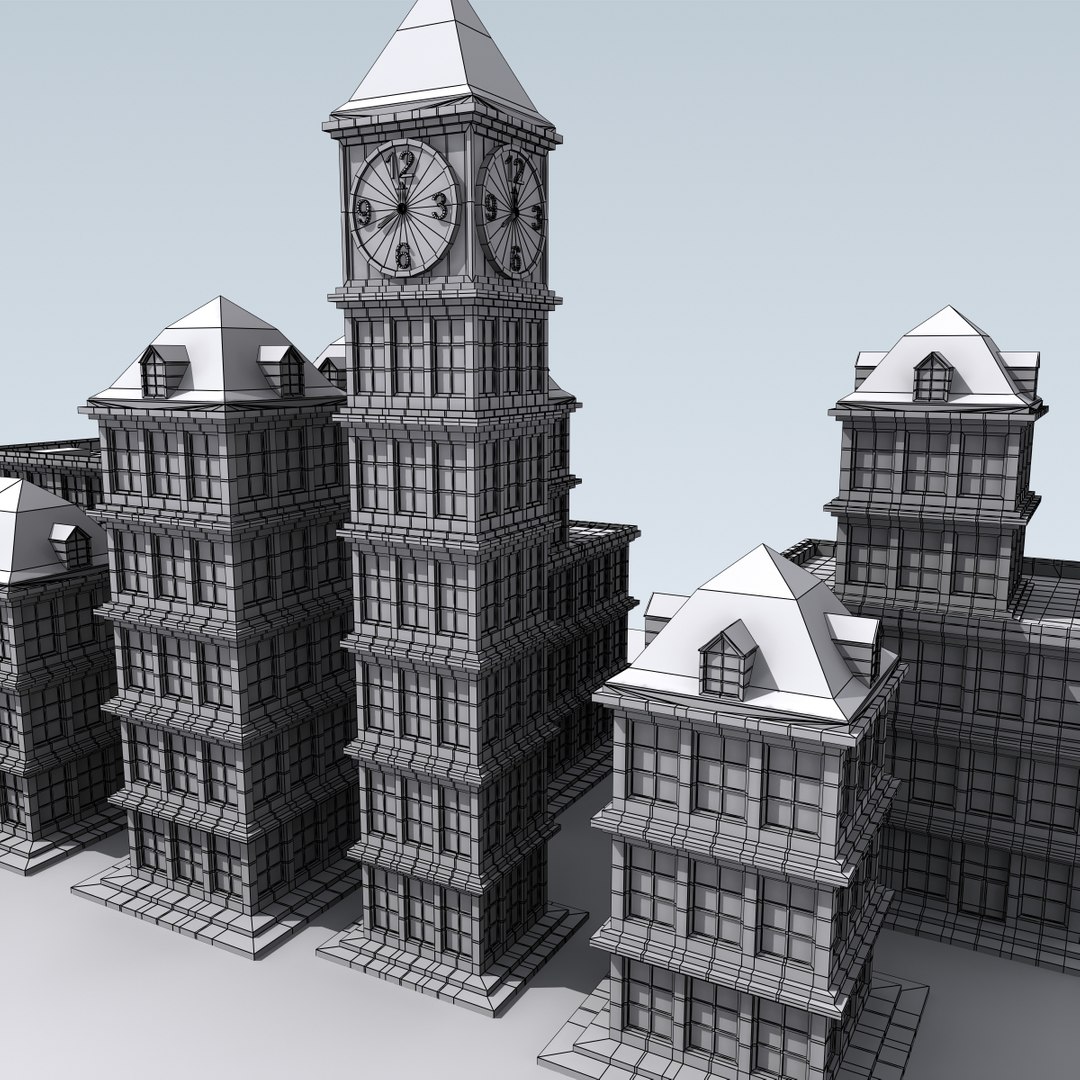 cartoon buildings 3d model