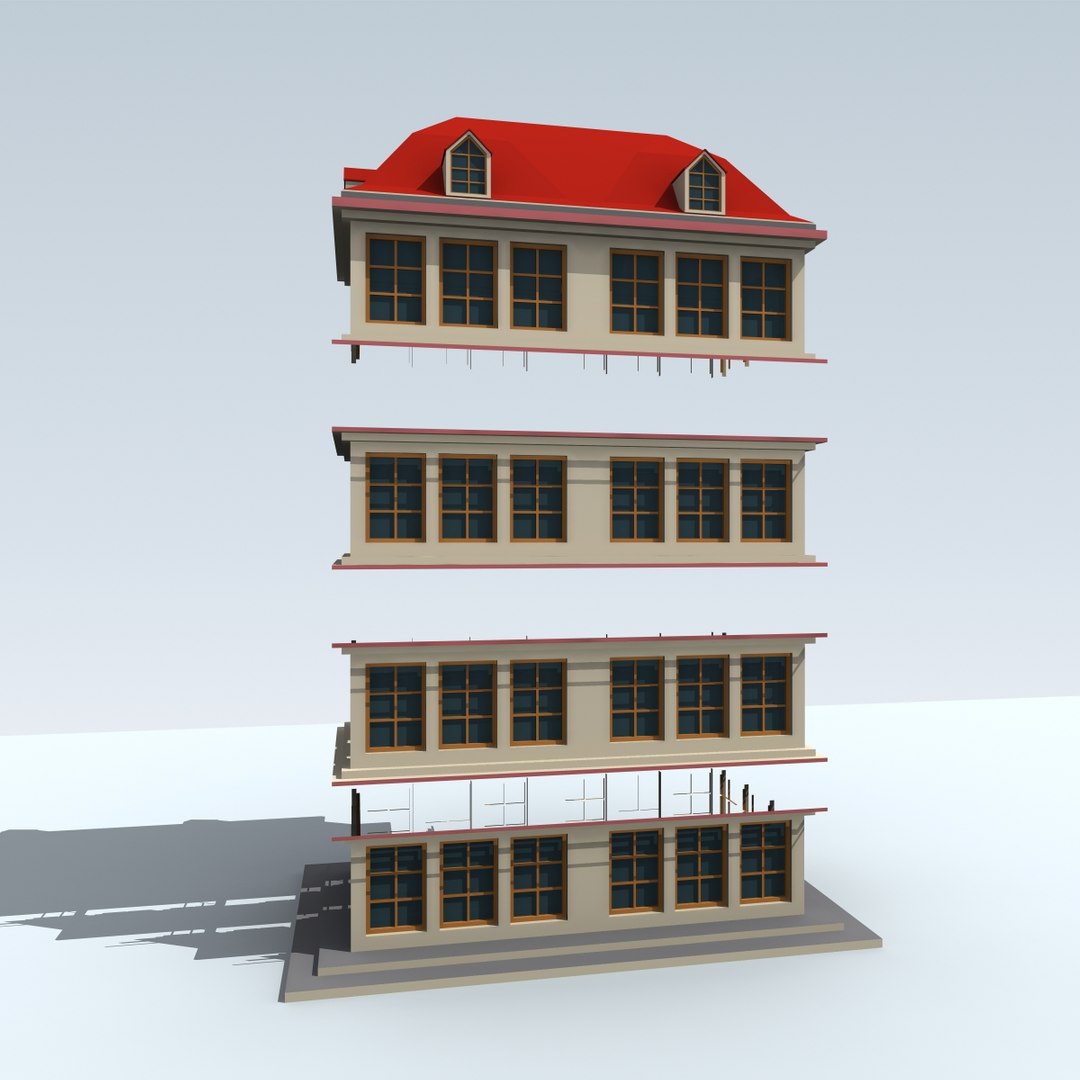 cartoon buildings 3d model