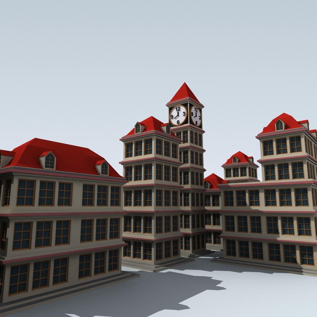 cartoon buildings 3d model