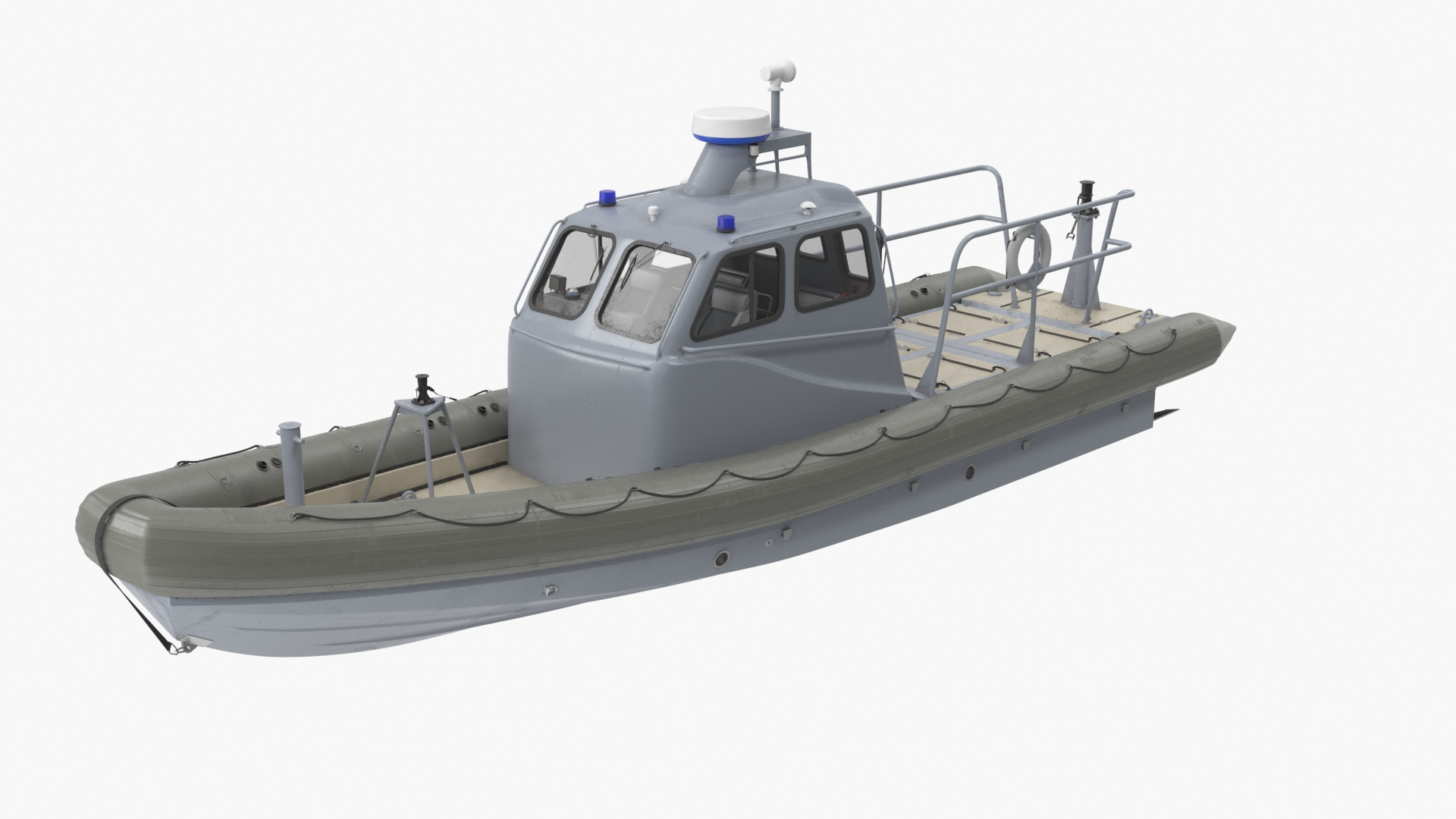 Inflatable Utility Boat With Hard Hull And Antenna Rigged For Maya 3D ...