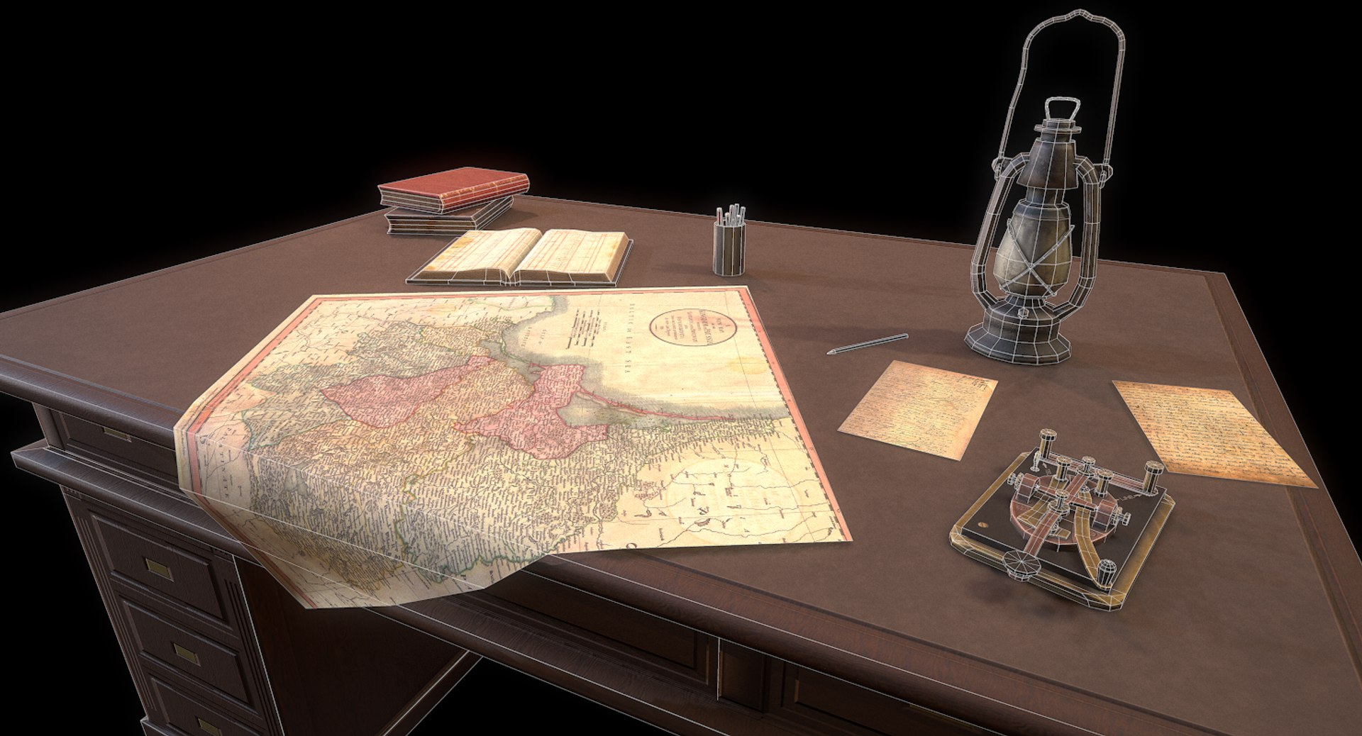 3D Cartographer S Desk Wwii - TurboSquid 1572929
