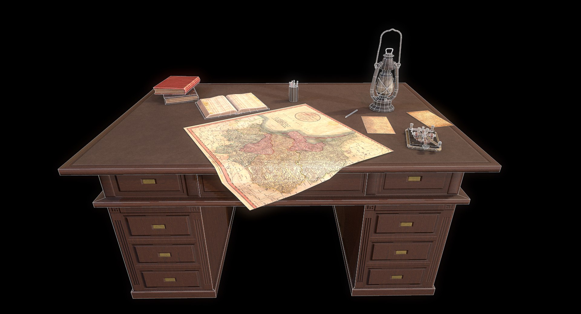 3D Cartographer S Desk Wwii - TurboSquid 1572929