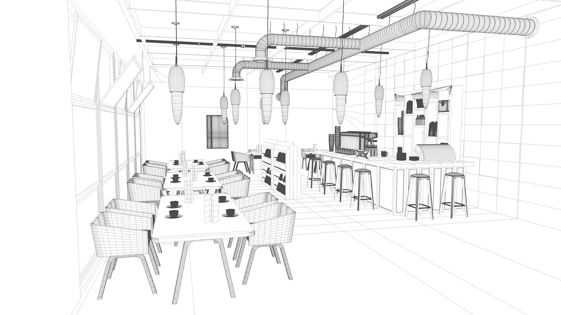 3D Model Coffee Interior Design Bar Restaurant - TurboSquid 1306390