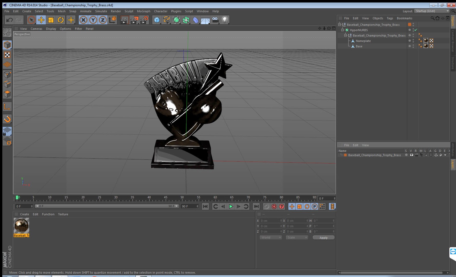 Baseball championship brass trophy 3D model - TurboSquid 1379851