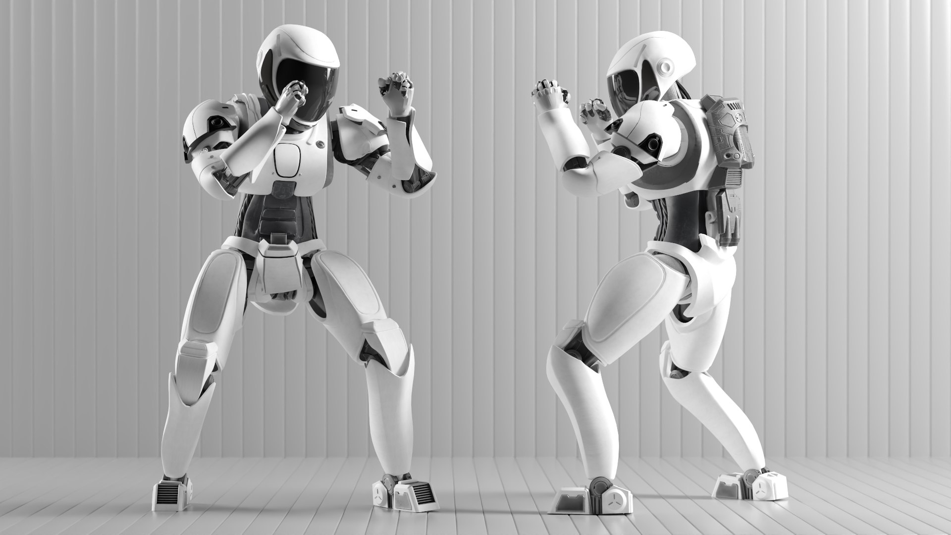 Sci-Fi Humanoid Robot - Vanguard Sentinel Unit Low-poly 3D Model 3D ...