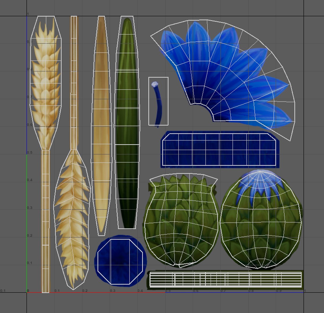 Stylized Cornflower and Wheat 3D - TurboSquid 2060657