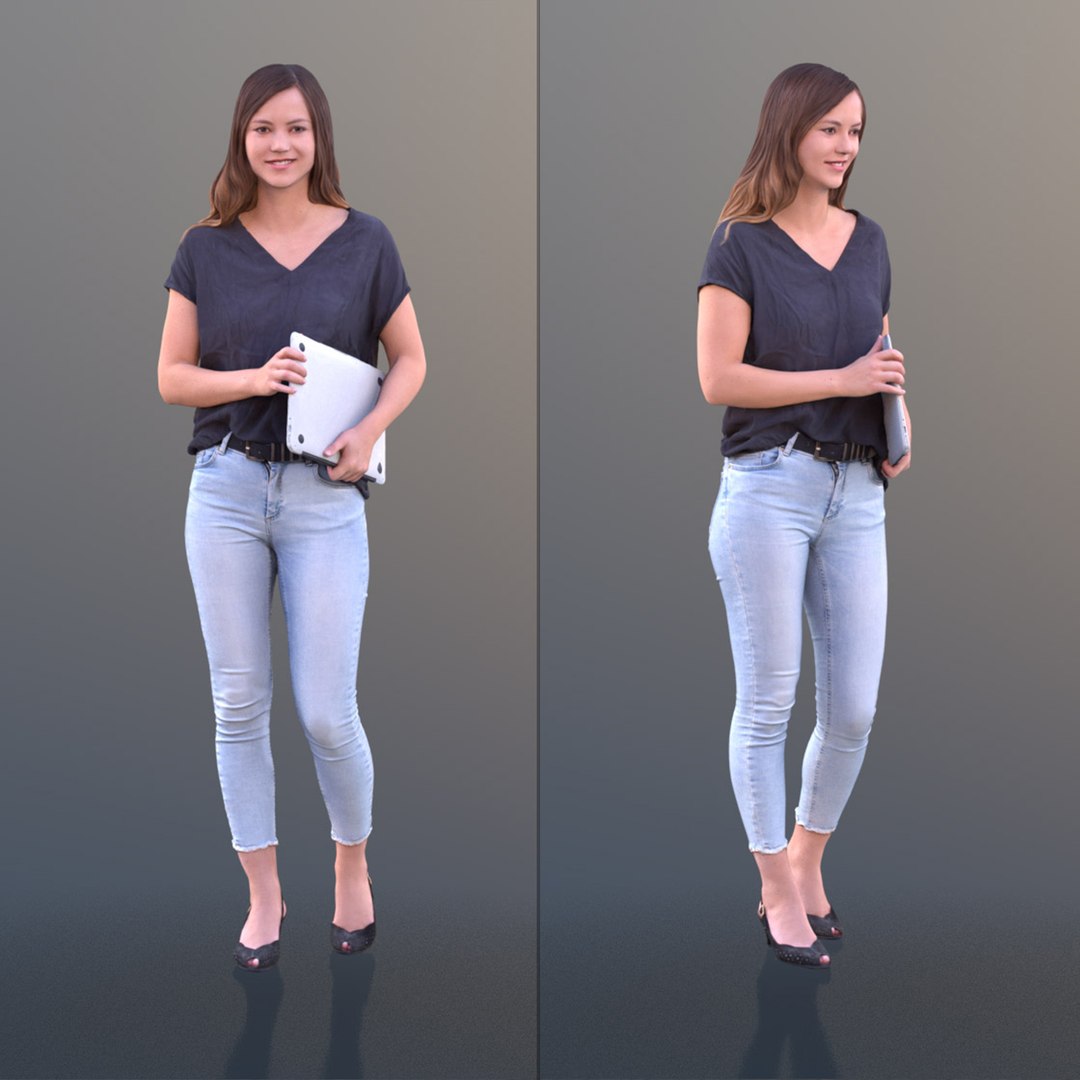 10452 Nadin - Woman Walking Holding A Laptop 3D Model - TurboSquid 1805052