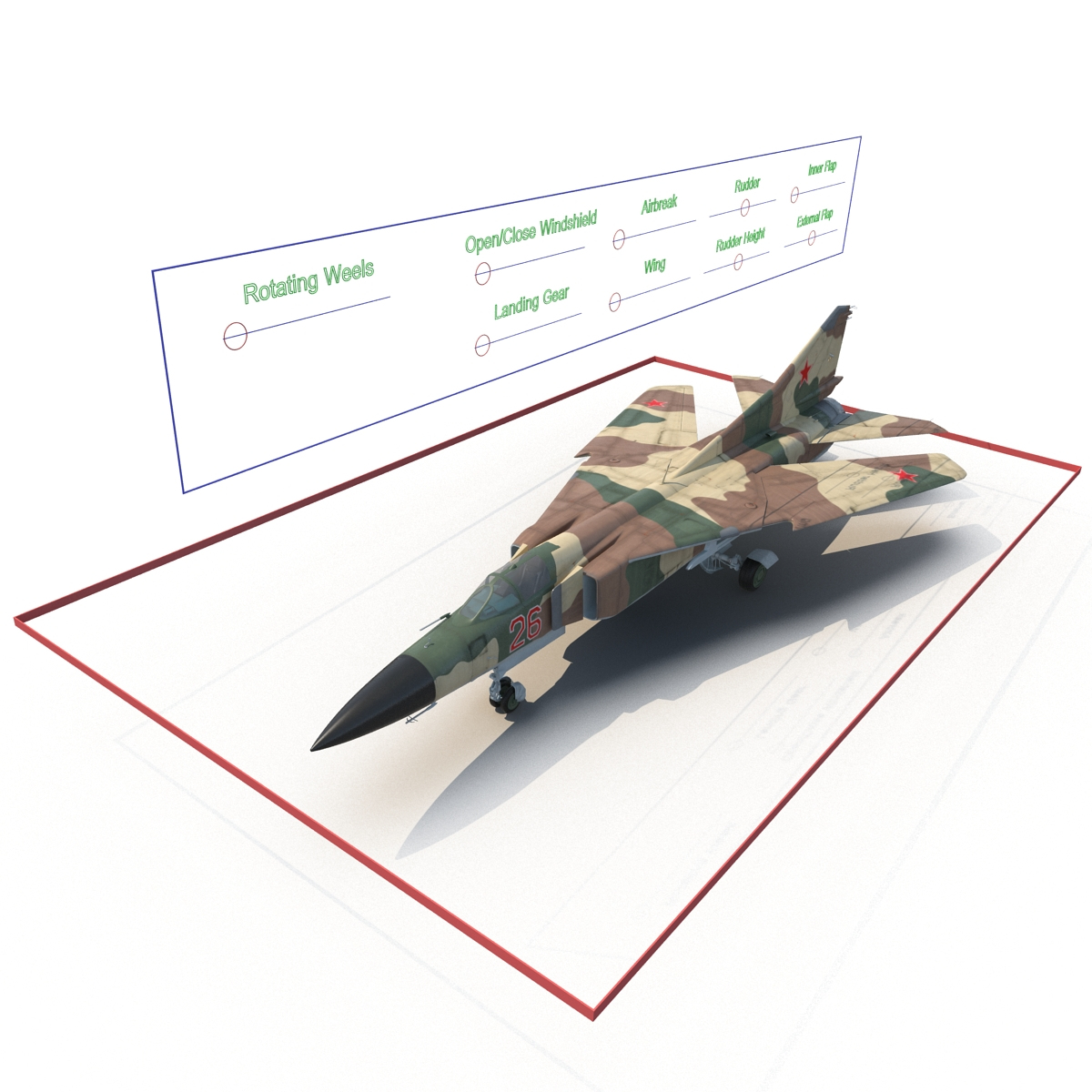 3d model fighter aircraft mig-23 rigged