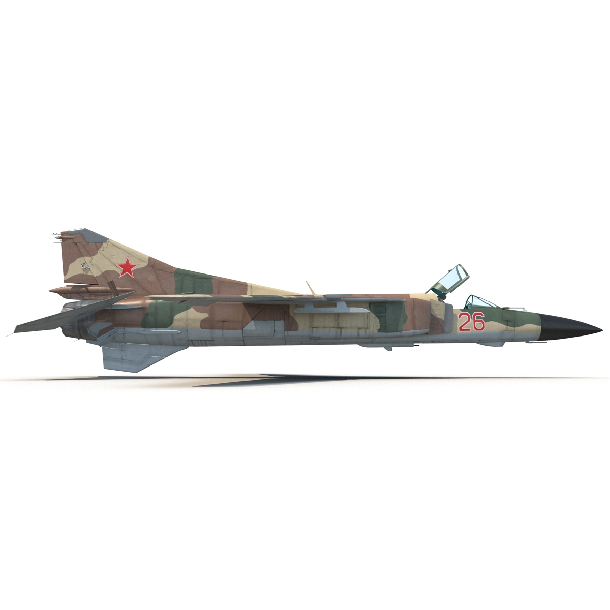 3d model fighter aircraft mig-23 rigged