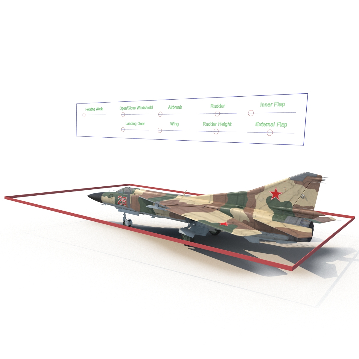 3d model fighter aircraft mig-23 rigged