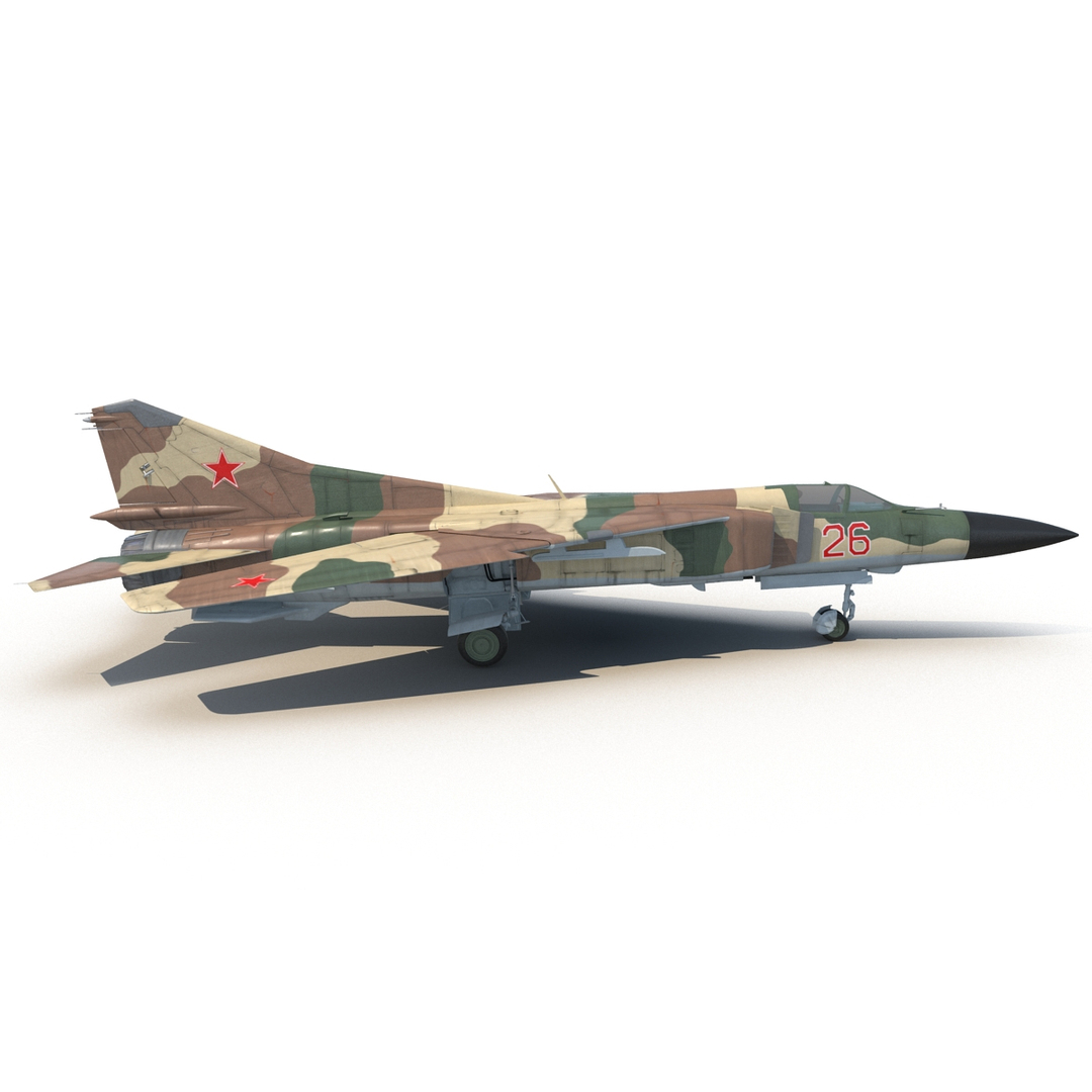 3d model fighter aircraft mig-23 rigged
