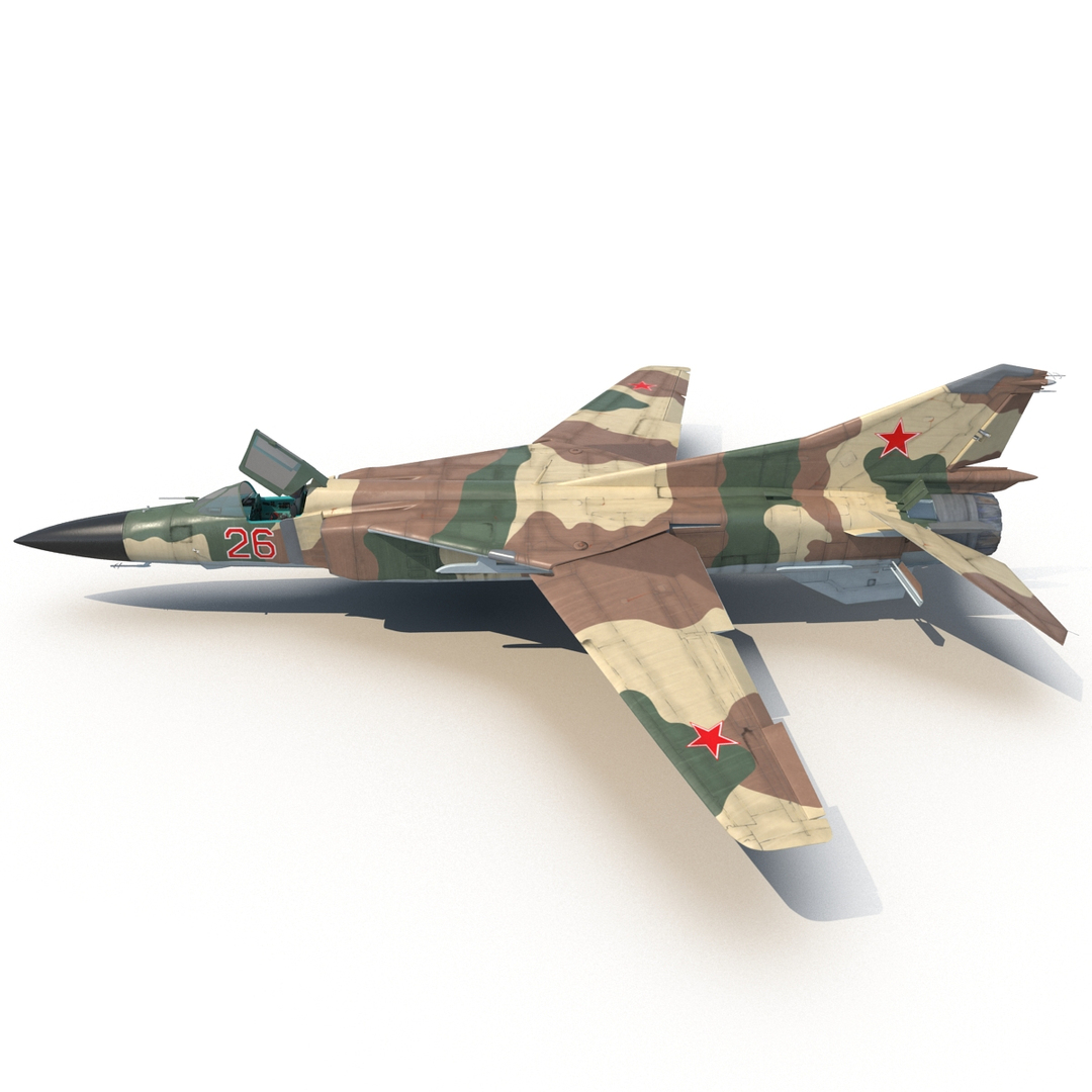 3d model fighter aircraft mig-23 rigged
