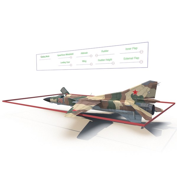 3d model fighter aircraft mig-23 rigged
