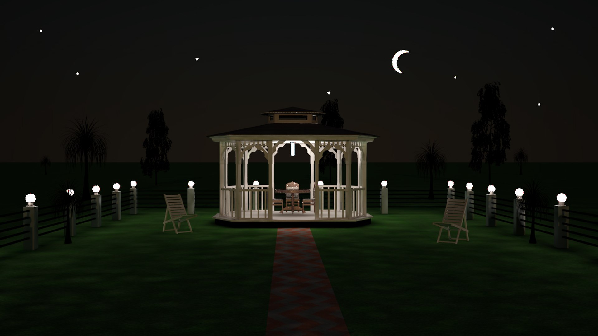 3d Model Of Gazebo Moon Stars