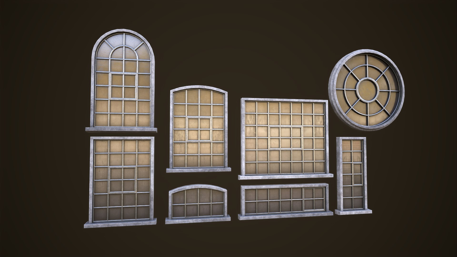 3D Set Of Industrial Windows - TurboSquid 2112283