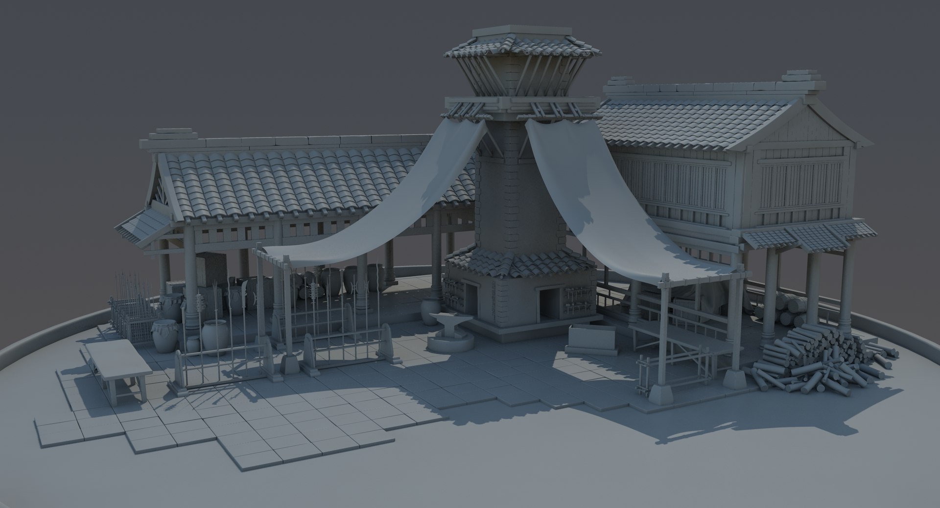 Medieval chinese blacksmith house 3D model - TurboSquid 1199071