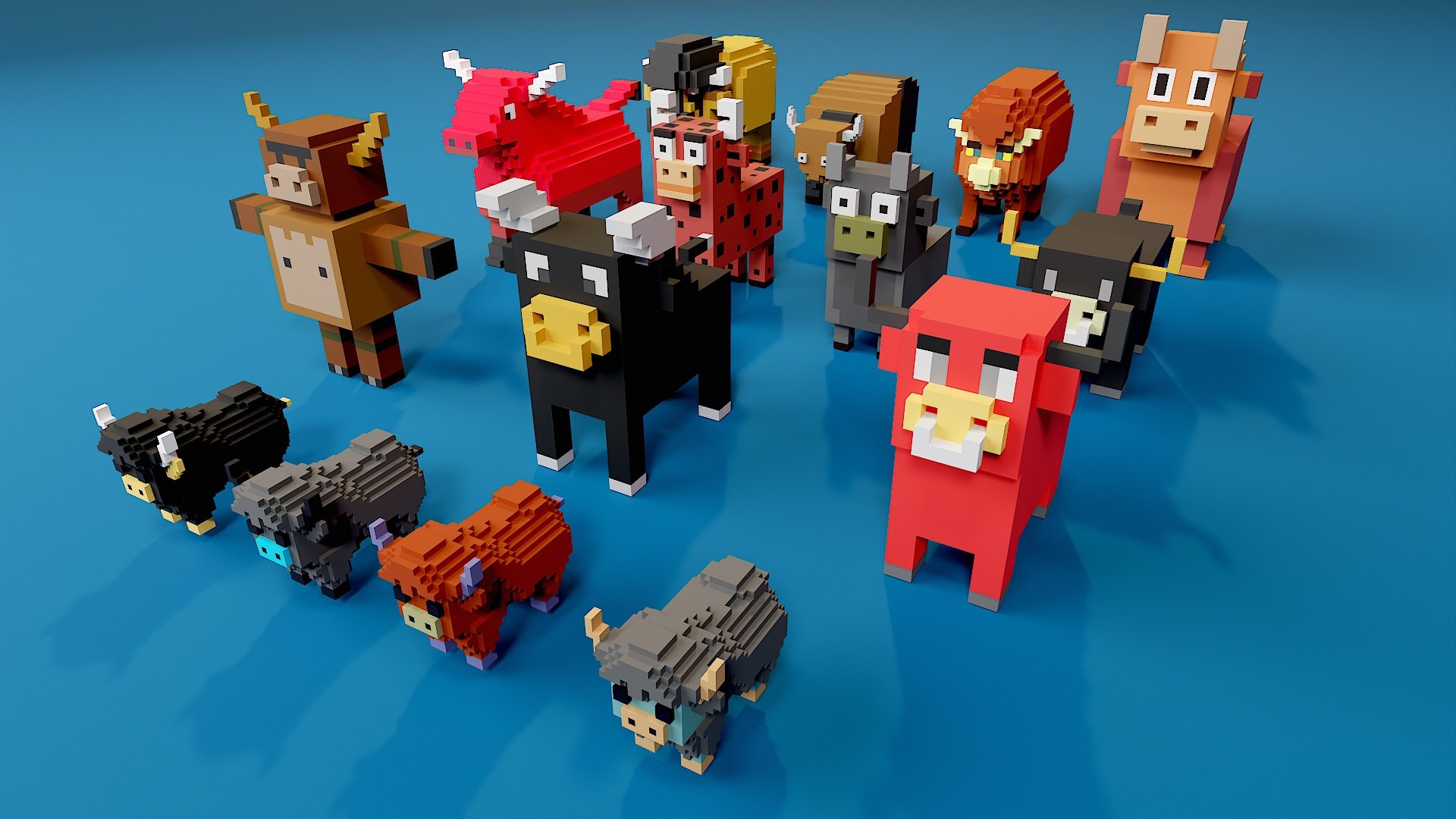 Bull Voxel Art Pack 3d Model 3D Model - TurboSquid 2182594