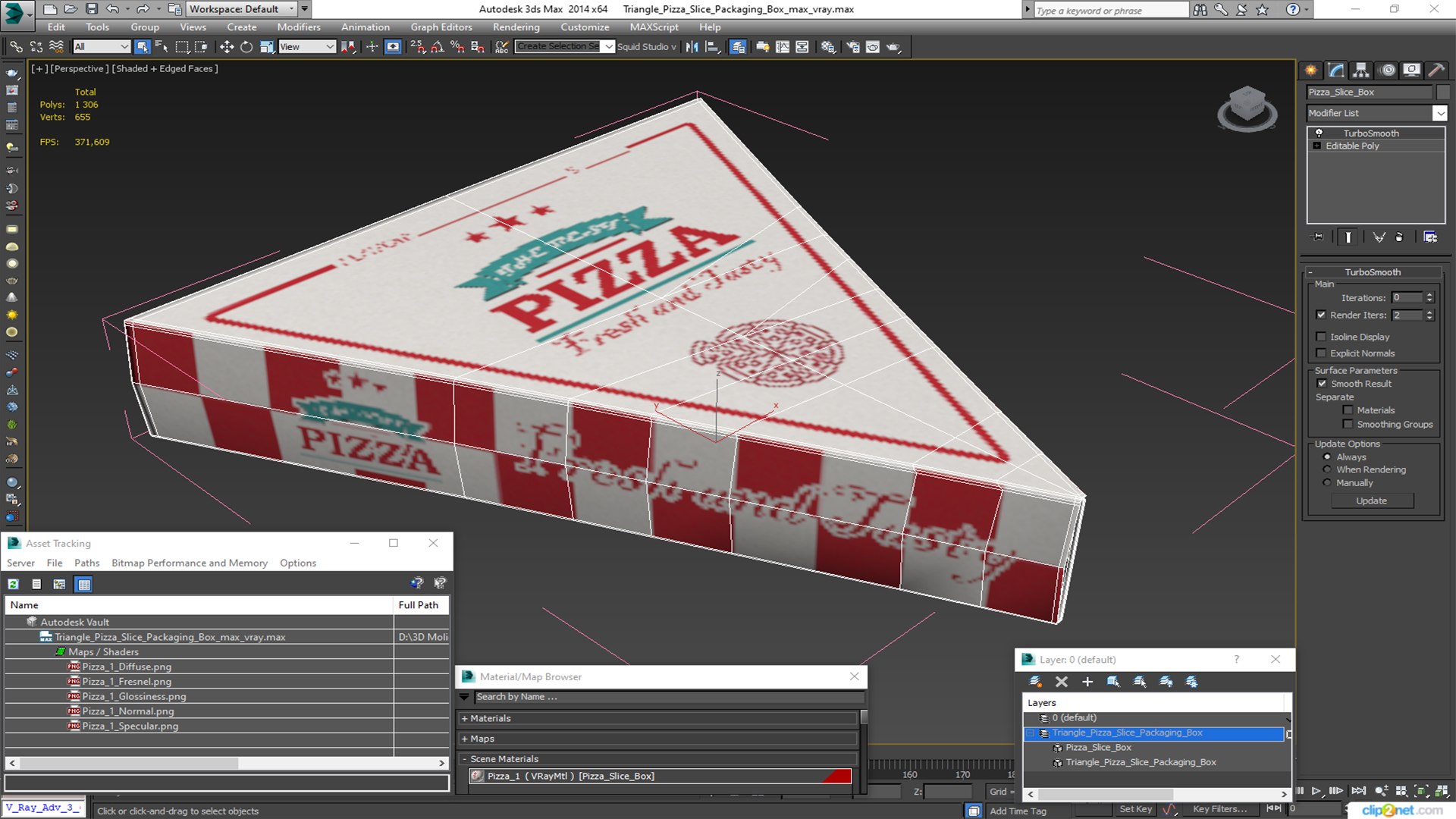 Triangle Pizza Slice Packaging Box 3D - TurboSquid 2155816