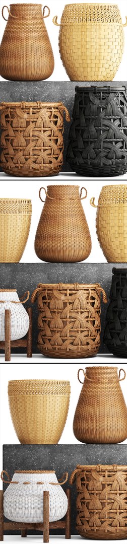 Basket Rattan Set 3D Model - TurboSquid 1215560