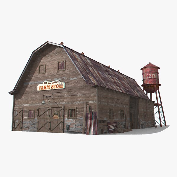 3d model of photorealistic old barn