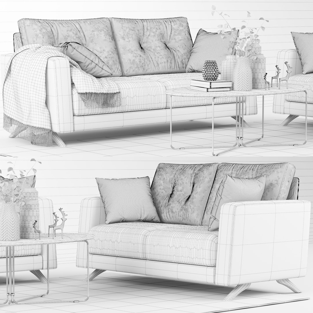 3D Model Bari Sofa Set Fama - TurboSquid 1328314