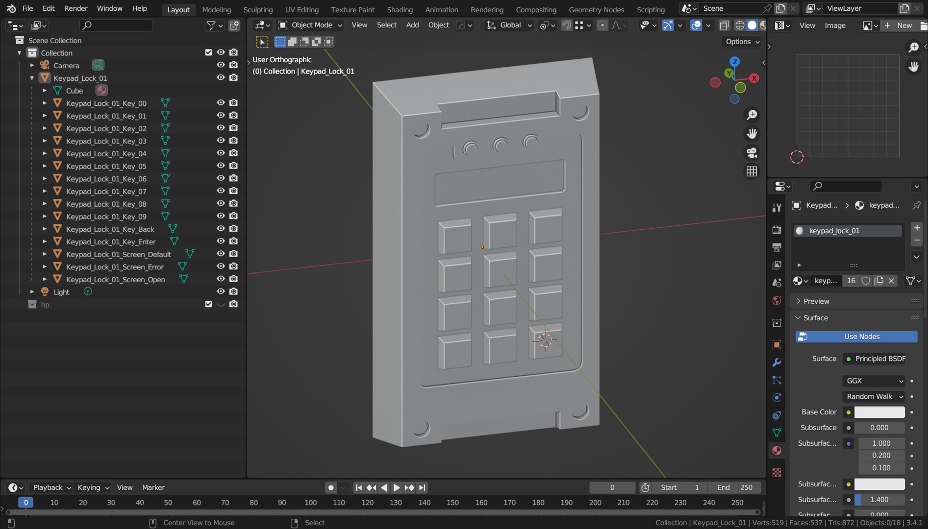 3D Old Keypad Lock - PBR Game Ready Low Poly Model - TurboSquid 2344529