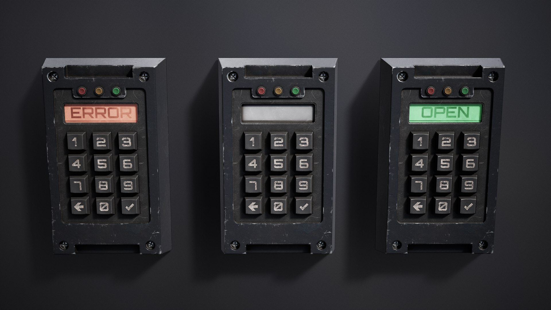 3D Old Keypad Lock - PBR Game Ready Low Poly Model - TurboSquid 2344529