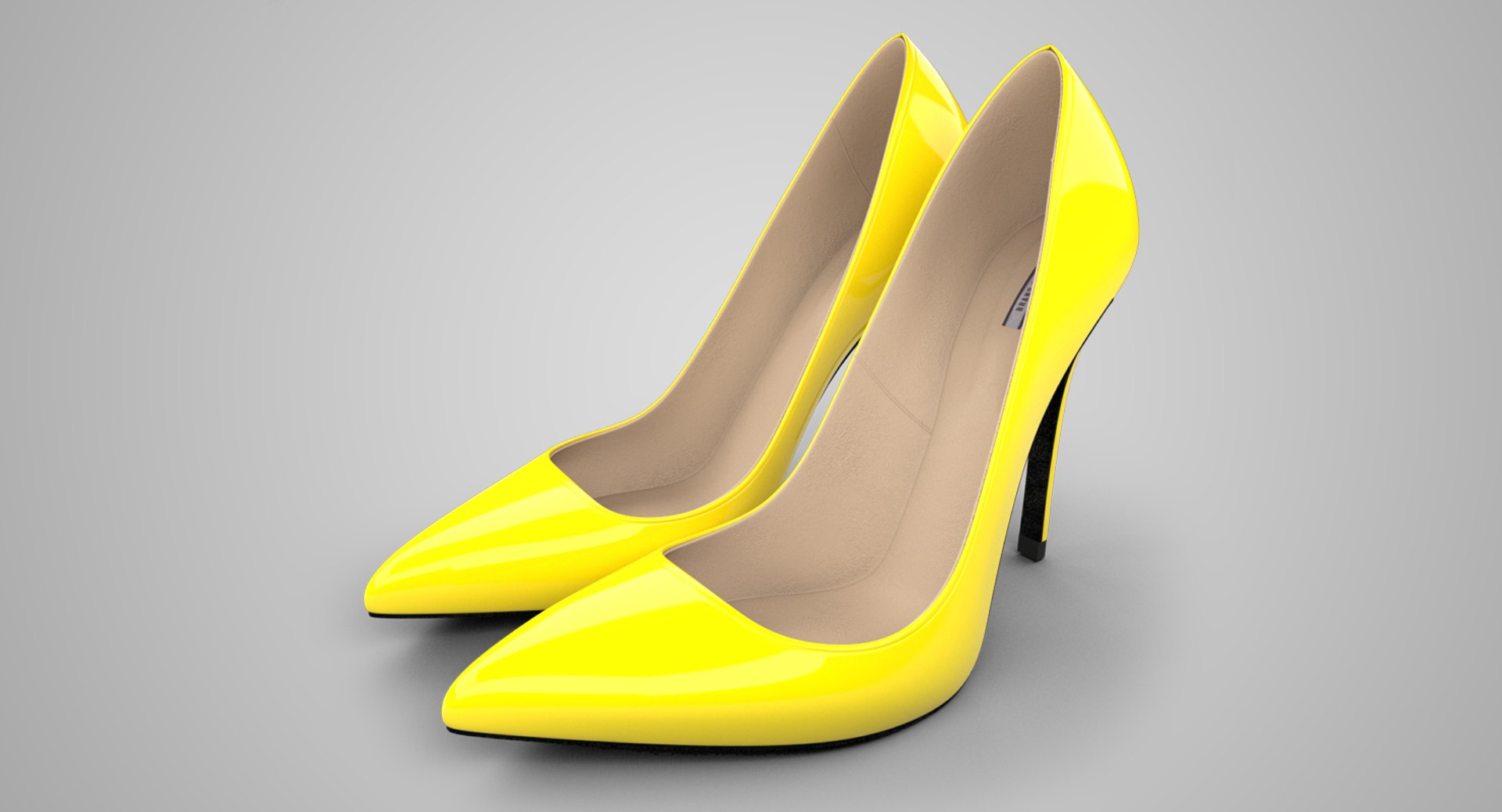 3d Realistic Yellow Stiletto Shoes