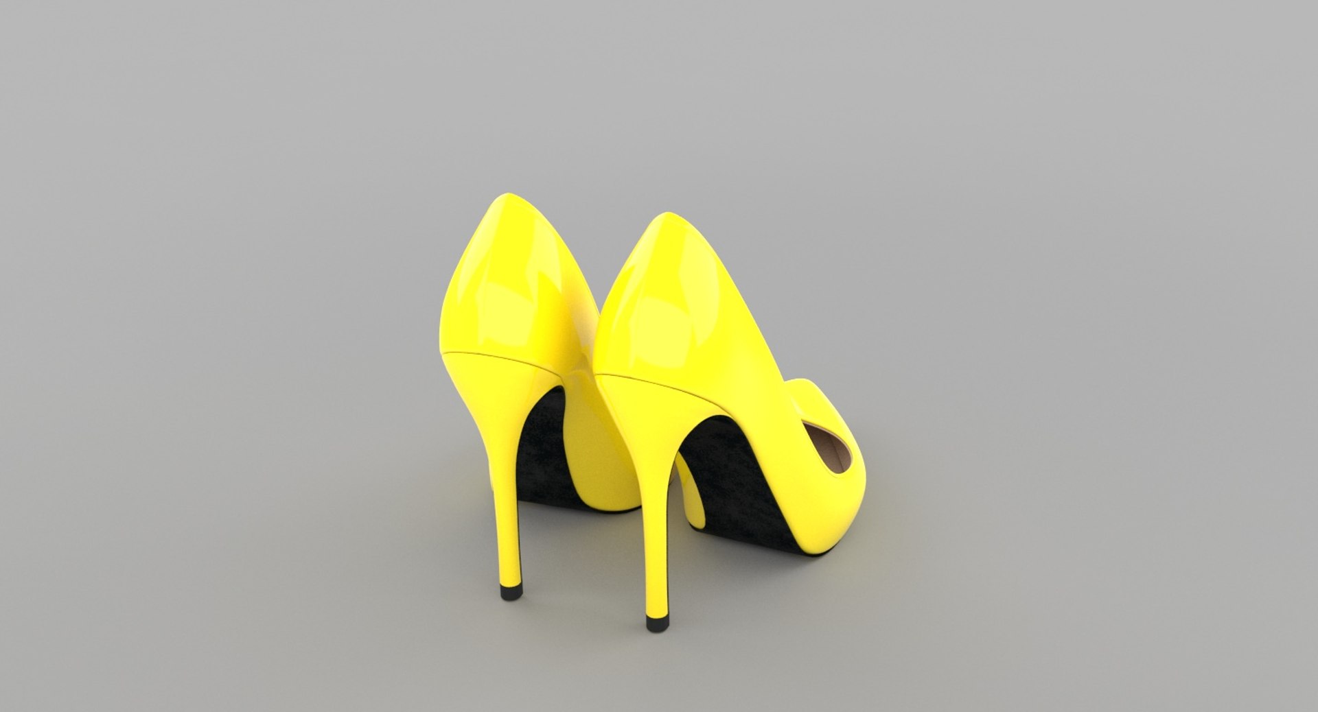 3d Realistic Yellow Stiletto Shoes