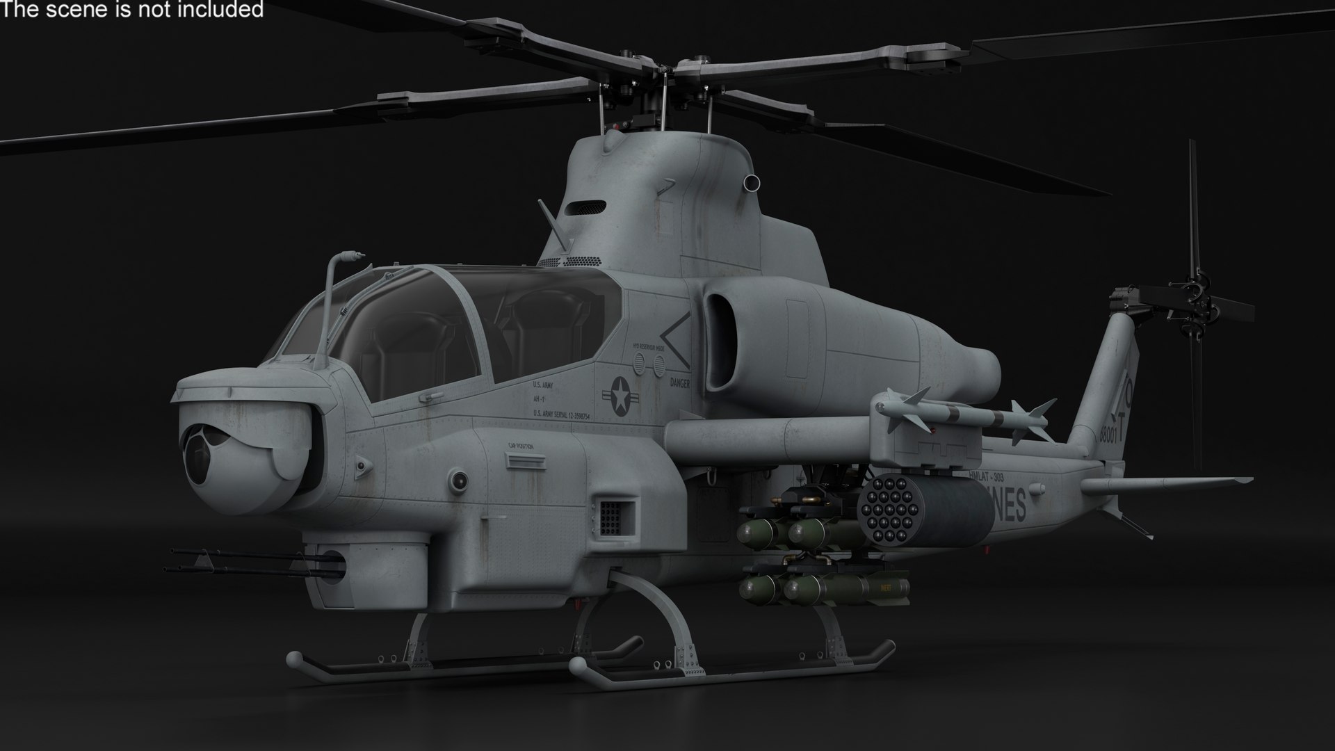 Bell AH-1Z Lethal Combat Helicopter Rigged For Cinema 4D Model ...