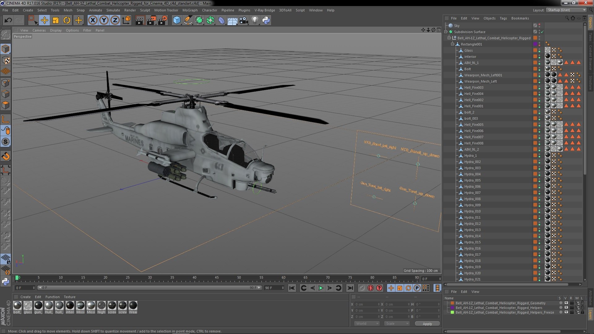 Bell AH-1Z Lethal Combat Helicopter Rigged For Cinema 4D Model ...