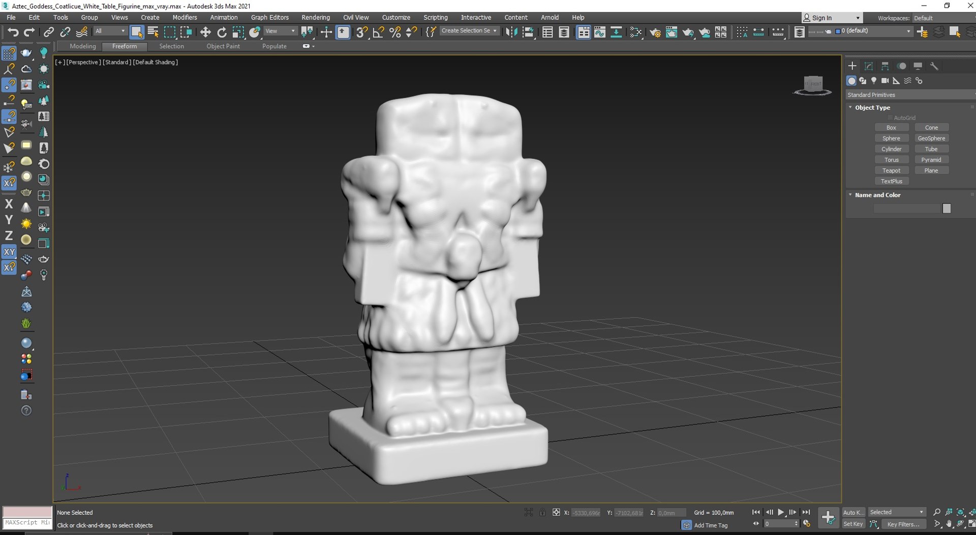 Aztec Goddess Coatlicue White Table Figurine For 3D Print Model ...