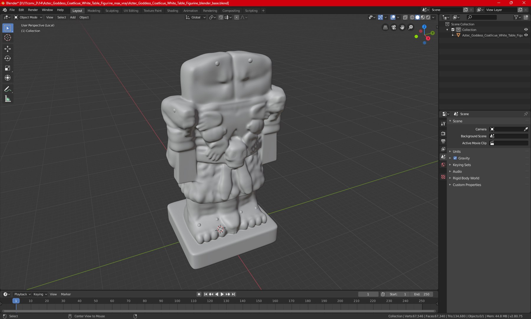 Aztec Goddess Coatlicue White Table Figurine For 3D Print Model ...
